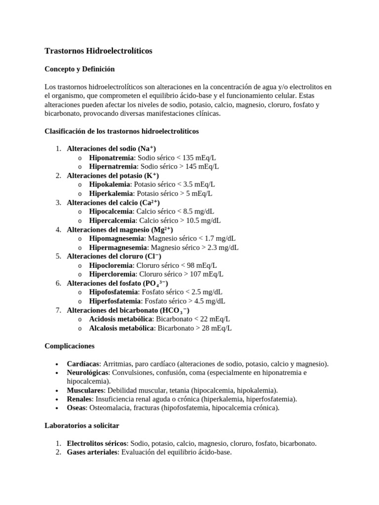 Trastornos Hidroelectrolíticos | PDF | Potasio | Química
