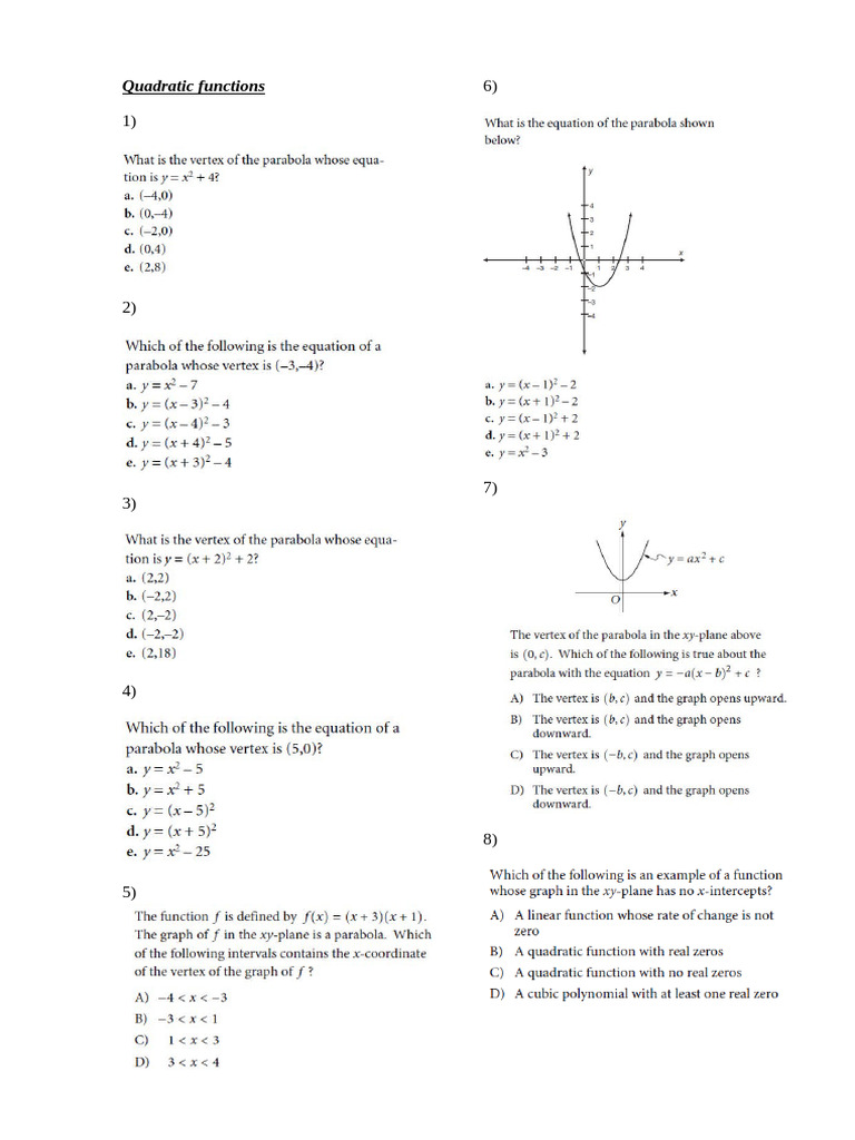 Quadratic Functions | PDF