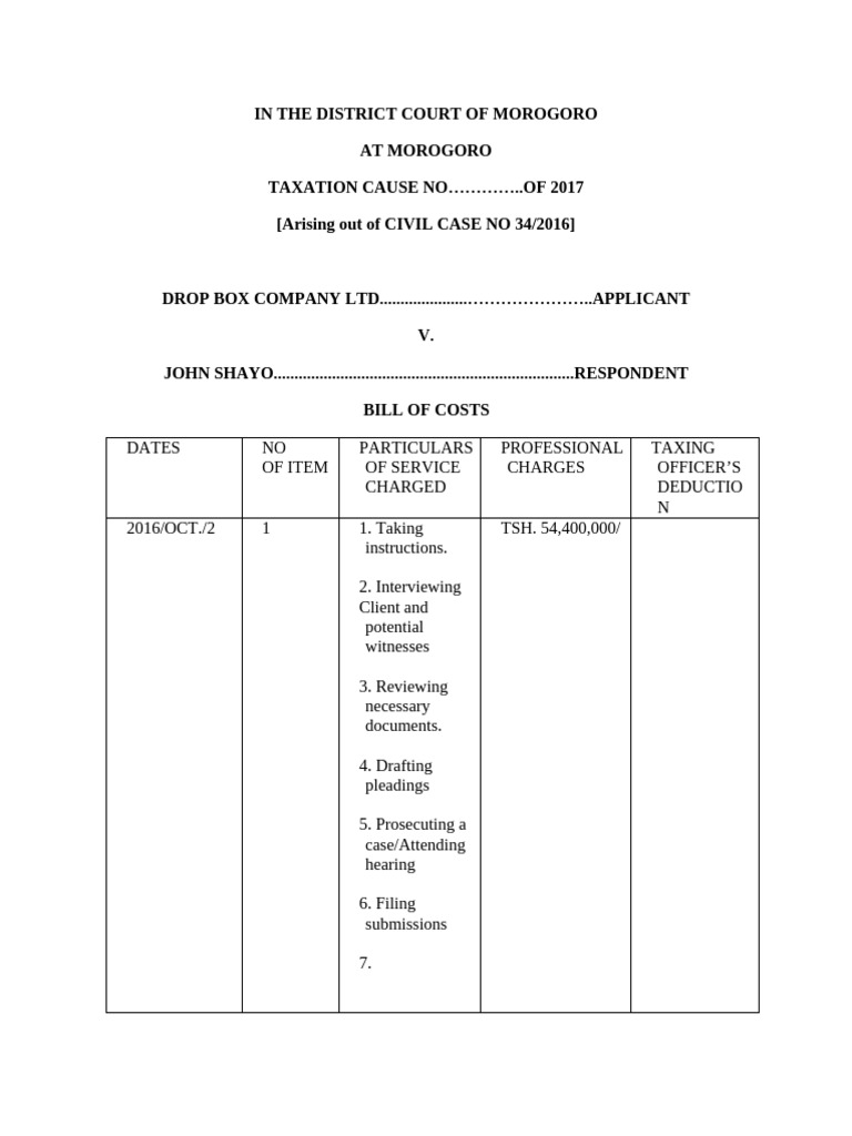bill of costs LL.B | PDF | Judgment (Law) | Lawsuit