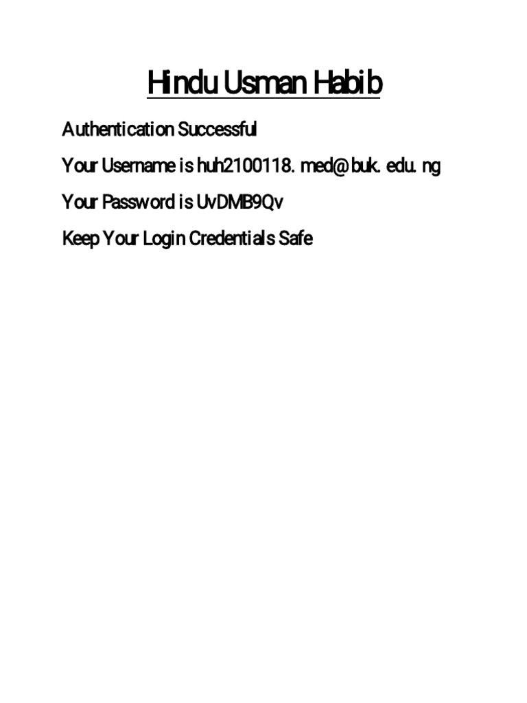 Hindu Usman Habib Login Details | PDF