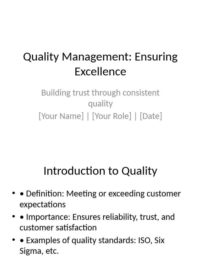 Quality Management Presentation | PDF