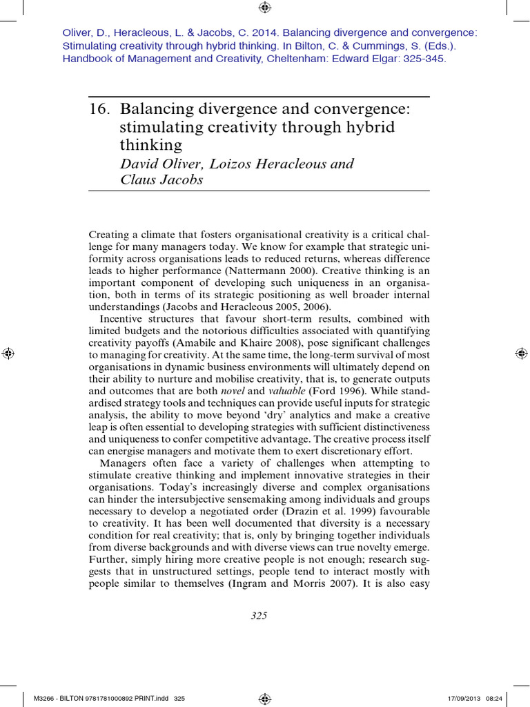 Balancing Divergence and Convergence: Stimulating Creativity Through Hybrid Thinking | PDF ...