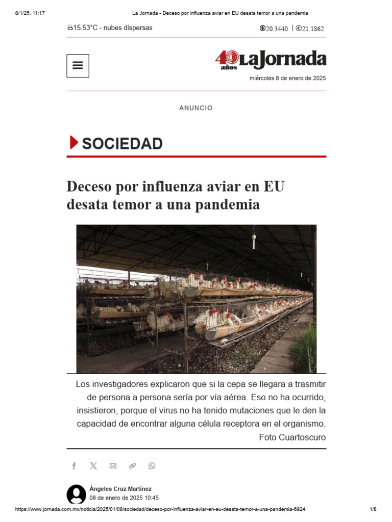 Deceso Por Influenza Aviar | PDF | Influenza aviar | Influenza