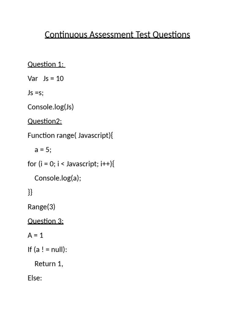Continuous Assessment Test Questions Software Engineering | PDF