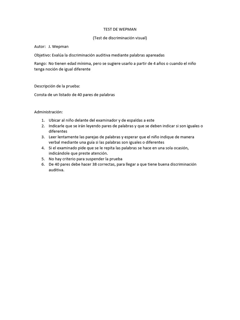Test de Wepman | PDF