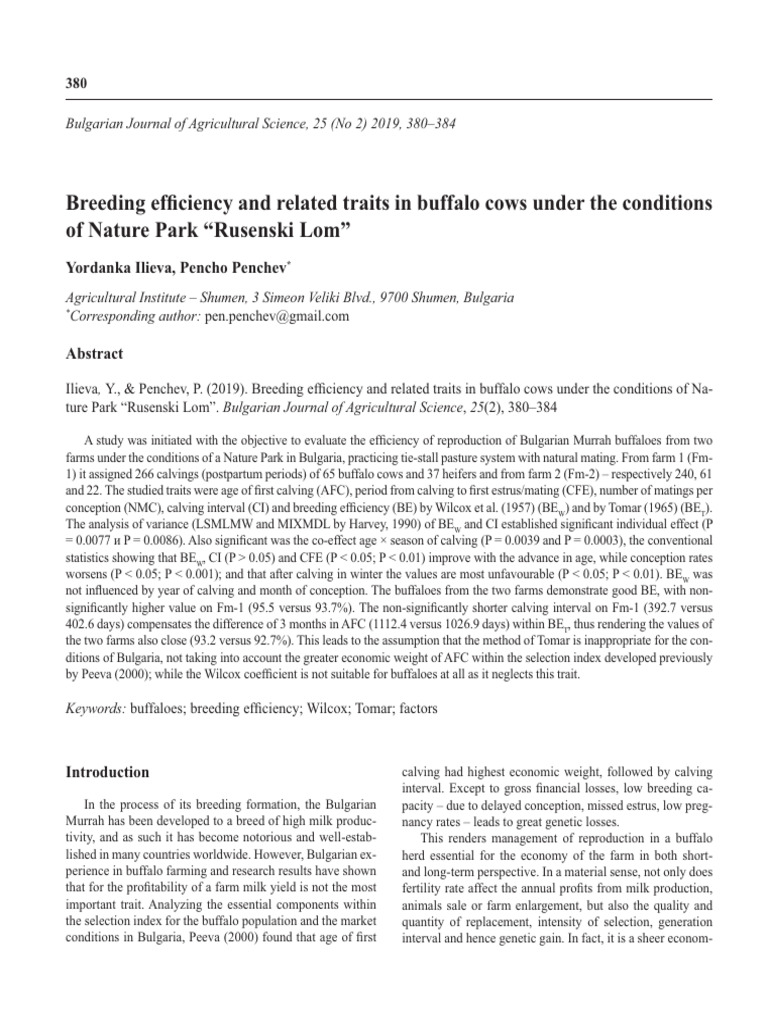 Breeding effi ciency and related traits in buffalo cows under the ...