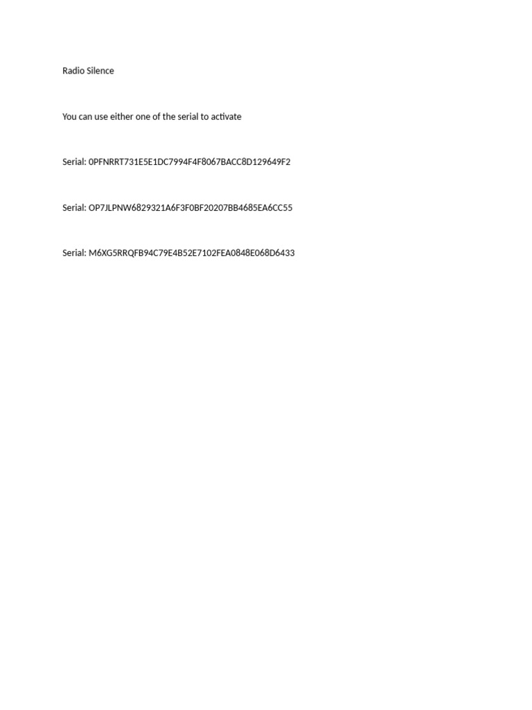 Radio Silence License Keys Provided | PDF