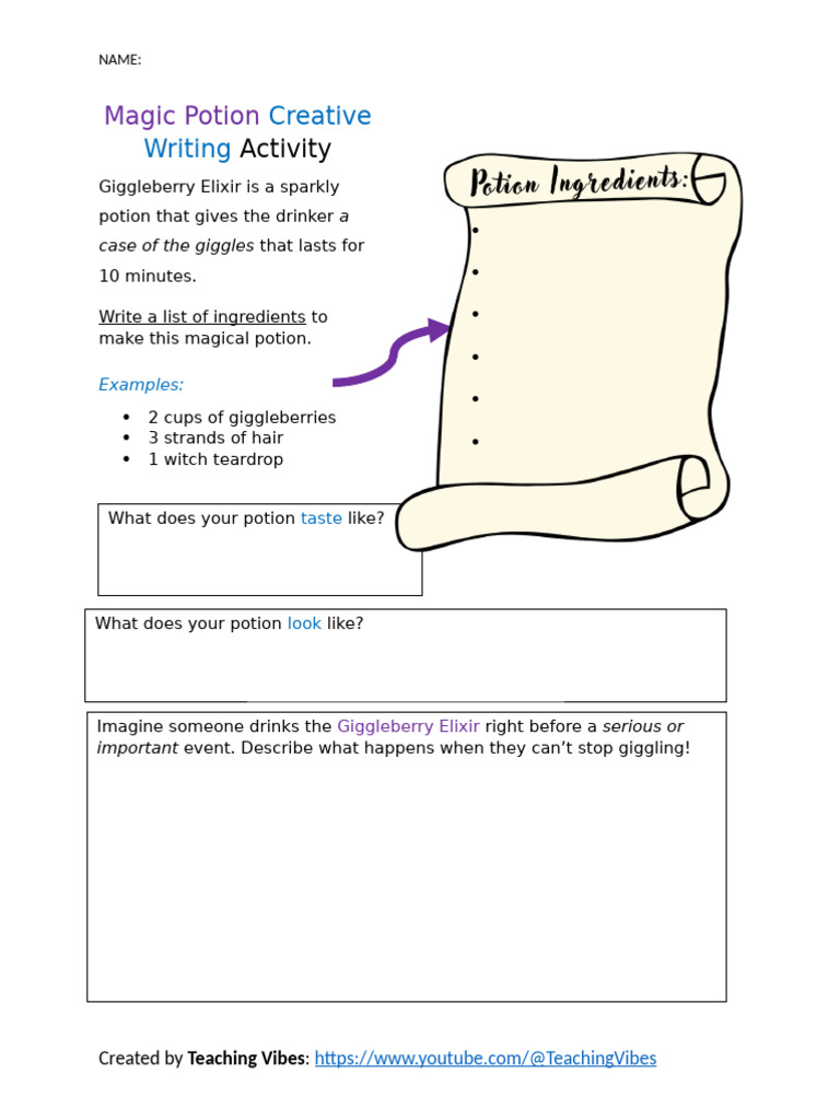 Magic-Potion-Writing Exercise | PDF
