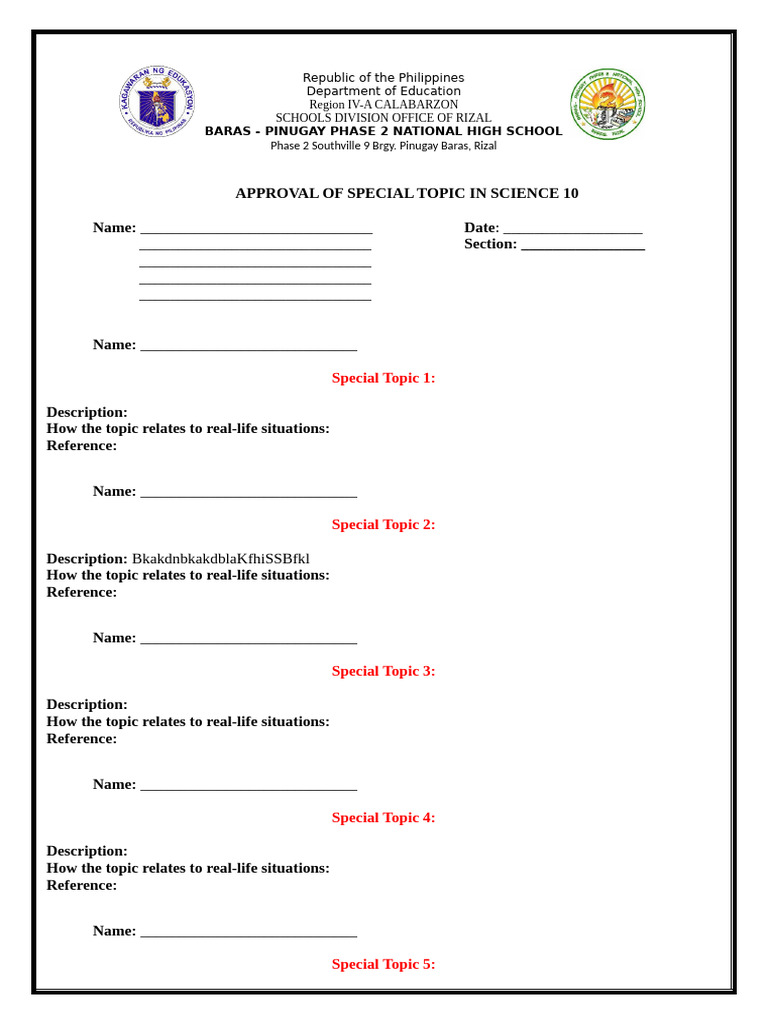 Science 10 Special Topic Guide | PDF