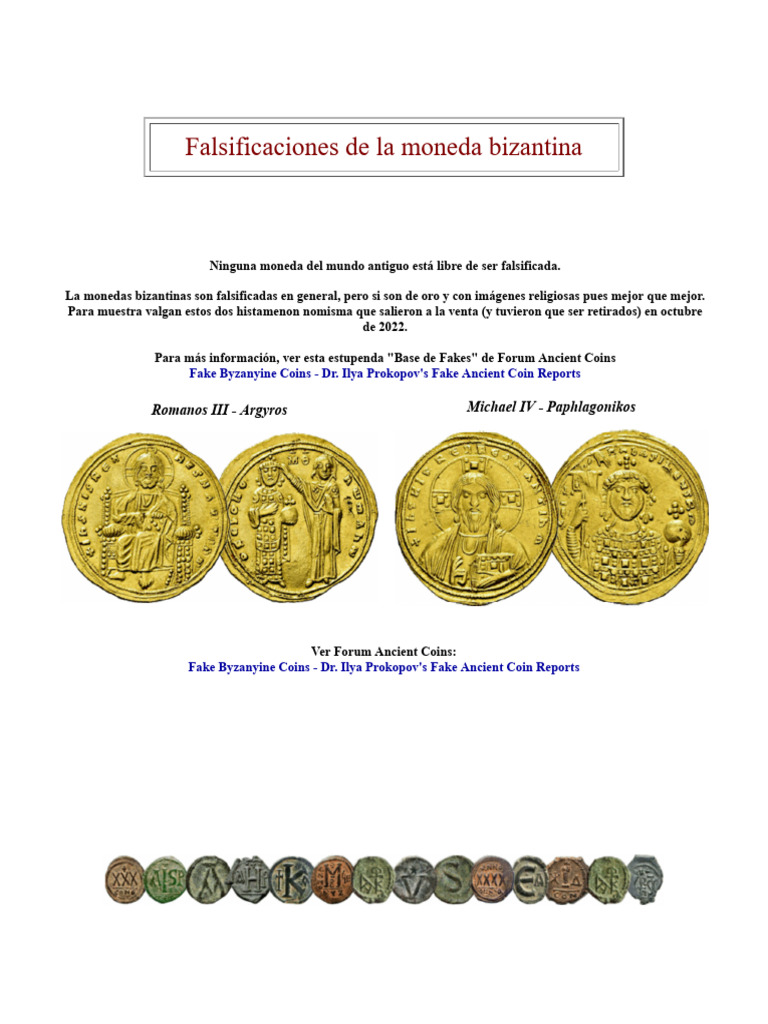Monedas de Bizancio (Falsificaciones de La Moneda Bizantina) | PDF
