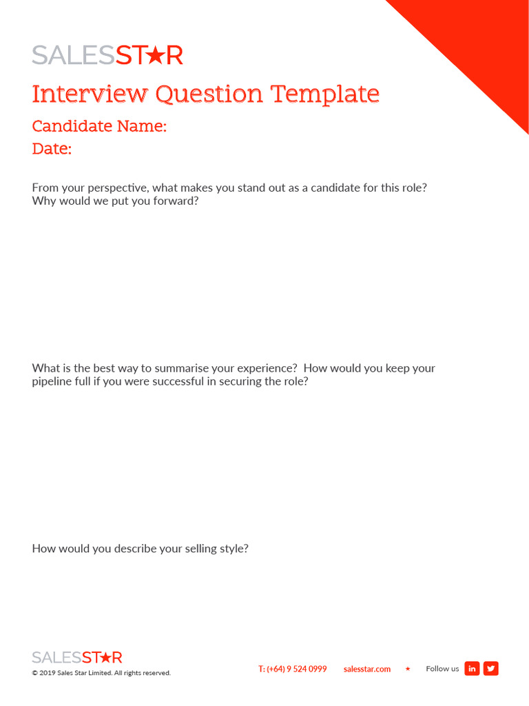 SalesStar Recruitment - Interview Questions | PDF