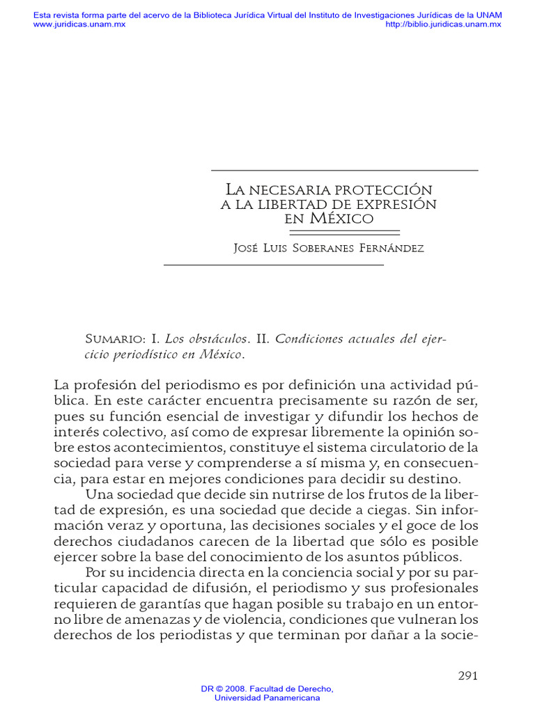 Jose Luis Soberanes | PDF | Libertad de expresión | Libertad
