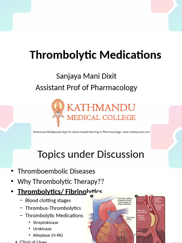 Thrombolytic Therapy Overview | PDF | Thrombus | Thrombosis