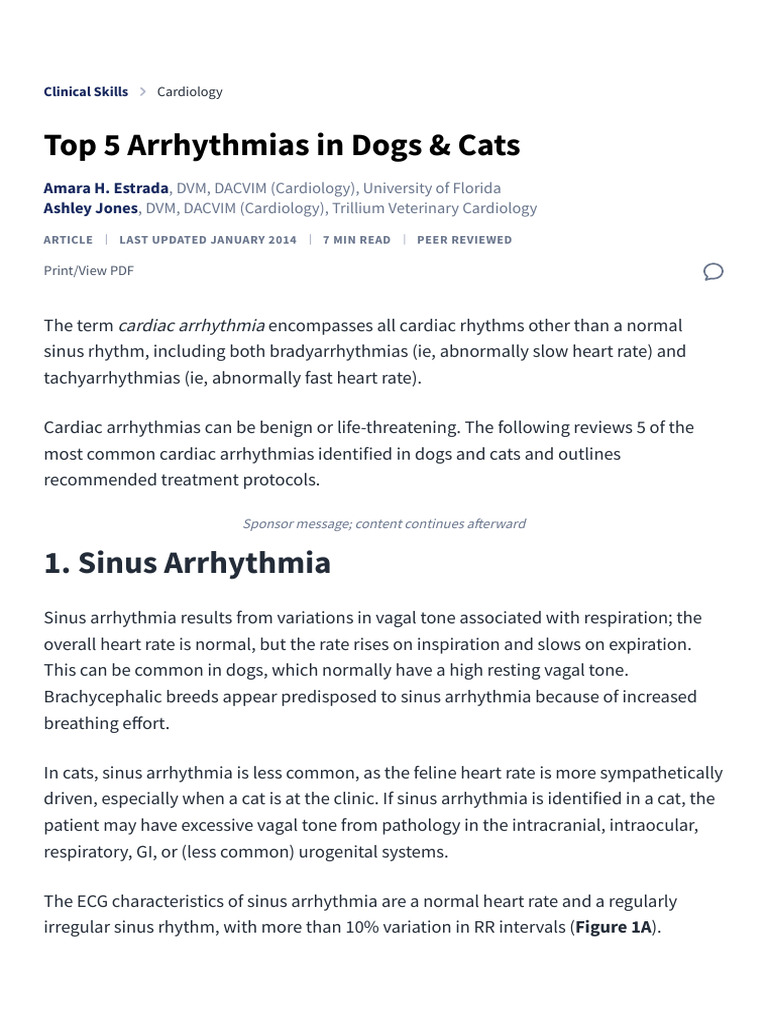 Top 5 Arrhythmias in Dogs & Cats Clinician's Brief | PDF ...