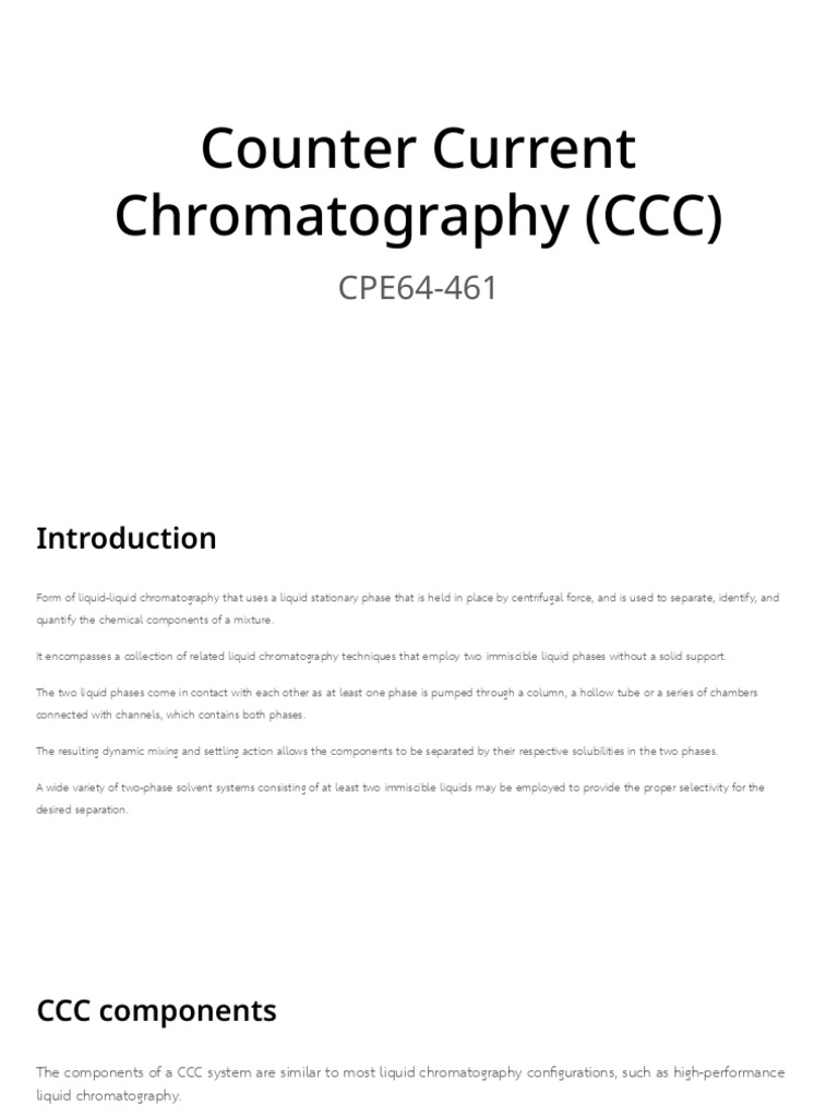 Overview of Counter Current Chromatography | PDF | Chromatography ...