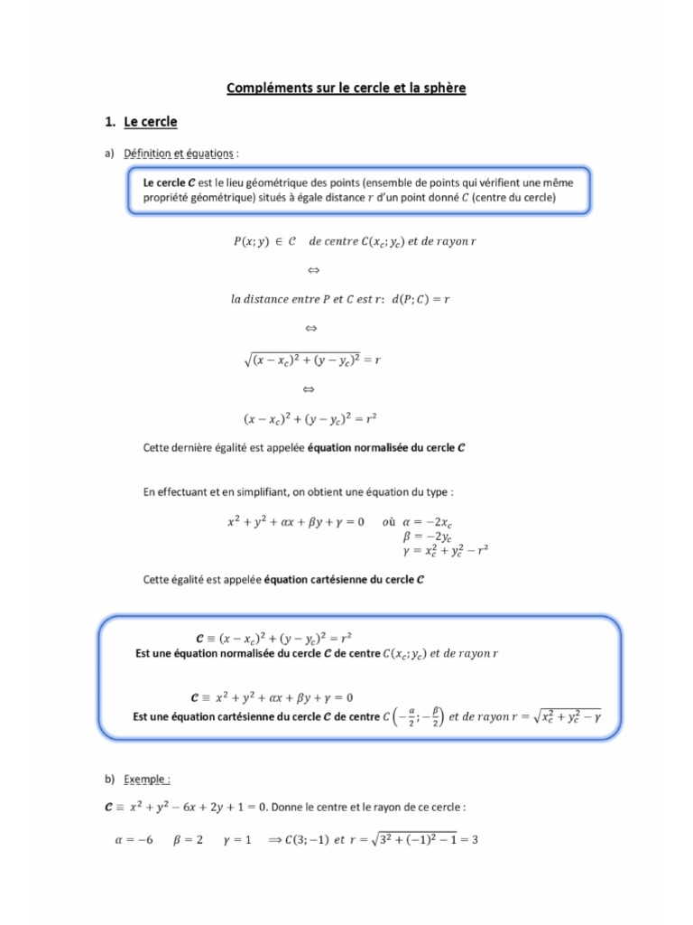 Complément-Math-Cercle Et Sphère | PDF