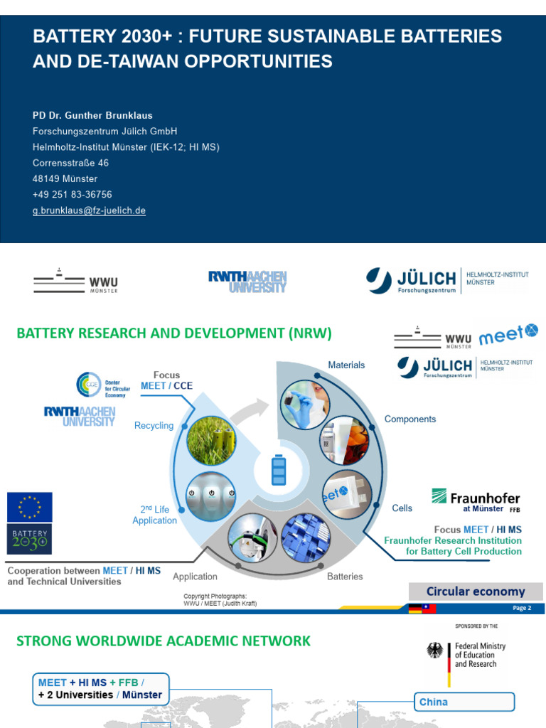 BATTERY2030 DE TWN GBrunklaus Final | PDF | Physical Sciences | Electricity