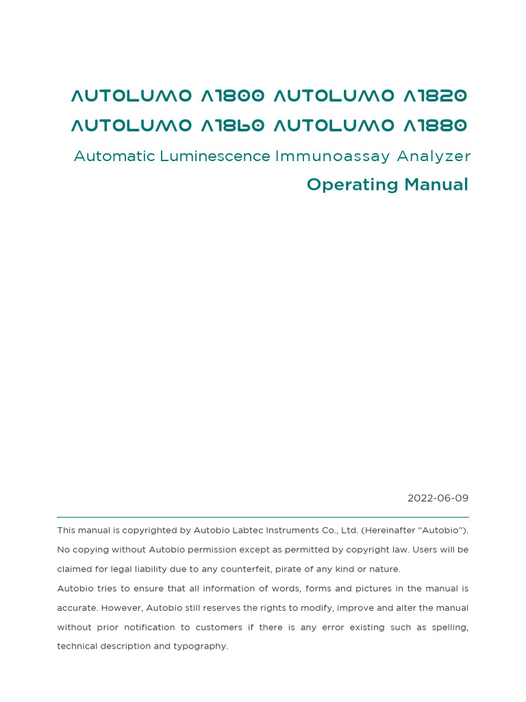 AutoLumo A1860 Operating Manual | PDF | Electromagnetic Interference | Hazards