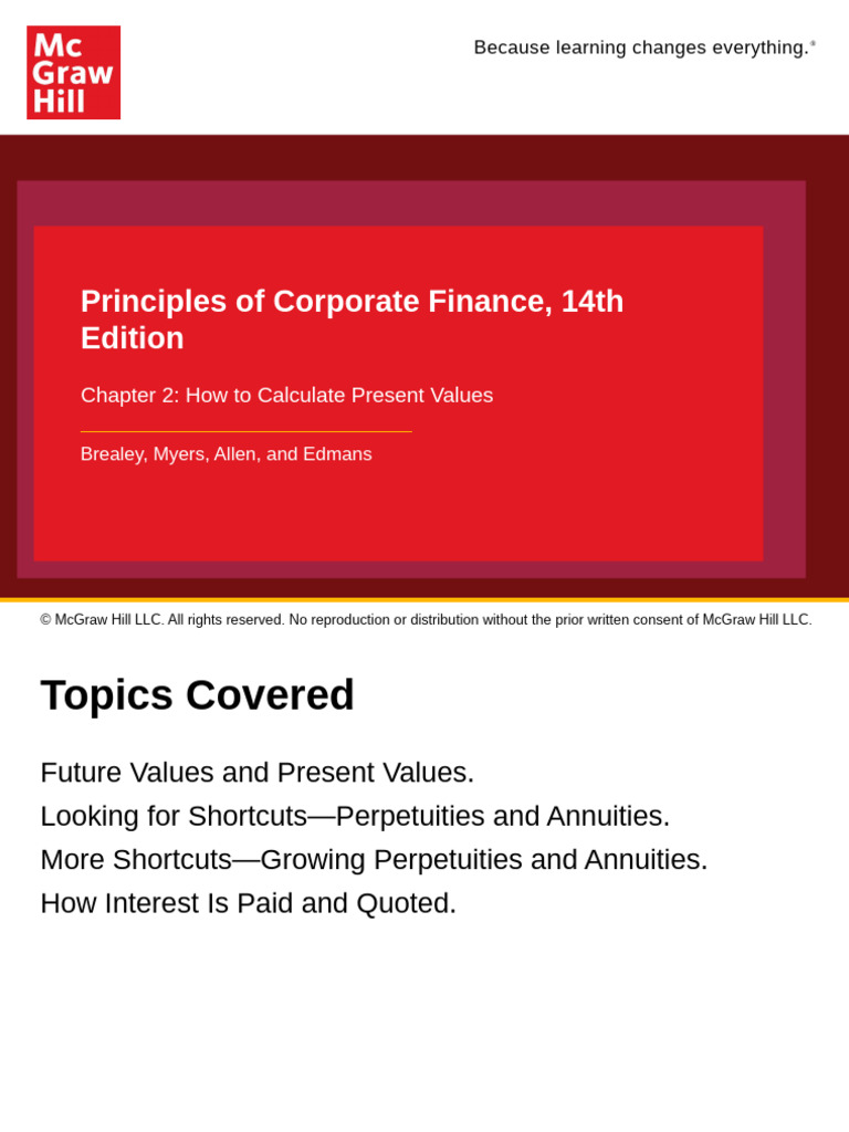 Brealey PCF 14e Chap002 PPT Accessible | PDF | Net Present Value | Present Value