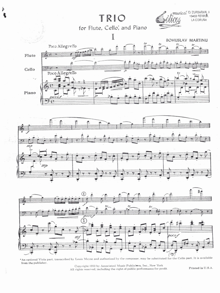 Martinu - Trío Flauta Cello Piano | PDF