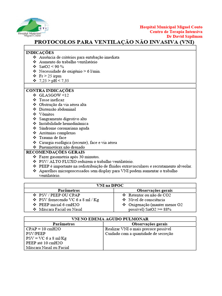 vni parametros | PDF | Medicina Clínica | Especialidades médicas