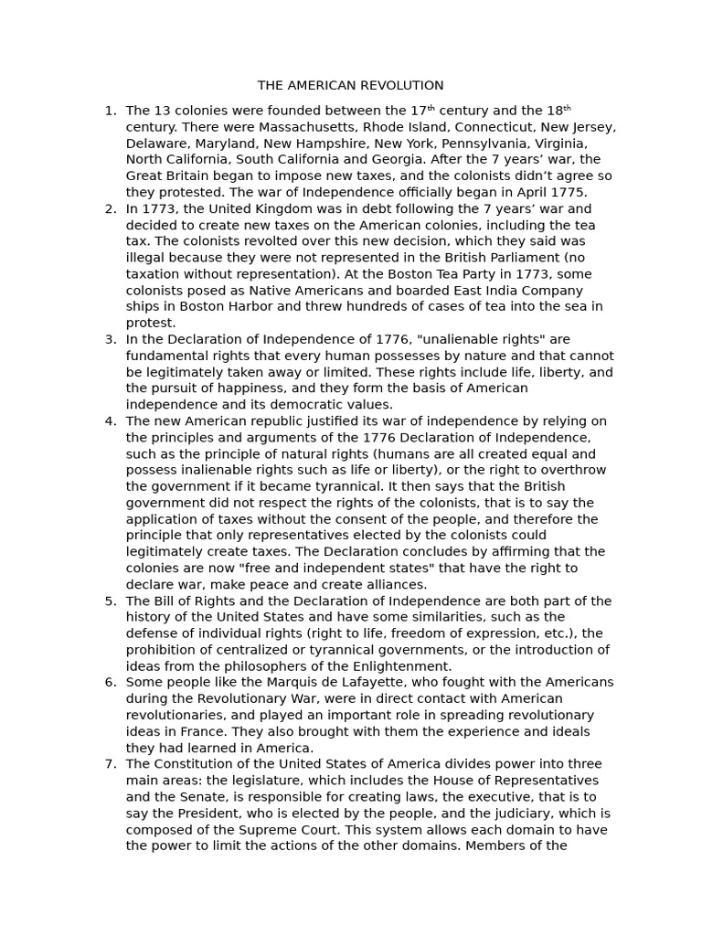 THE AMERICAN REVOLUTION | PDF | Thirteen Colonies | United States ...