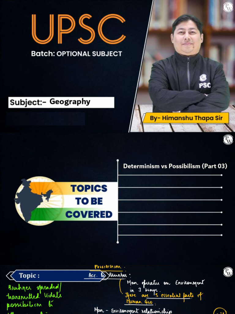 Geography - Determinism Vs Possibilism (Part 03) - Class Notes | PDF