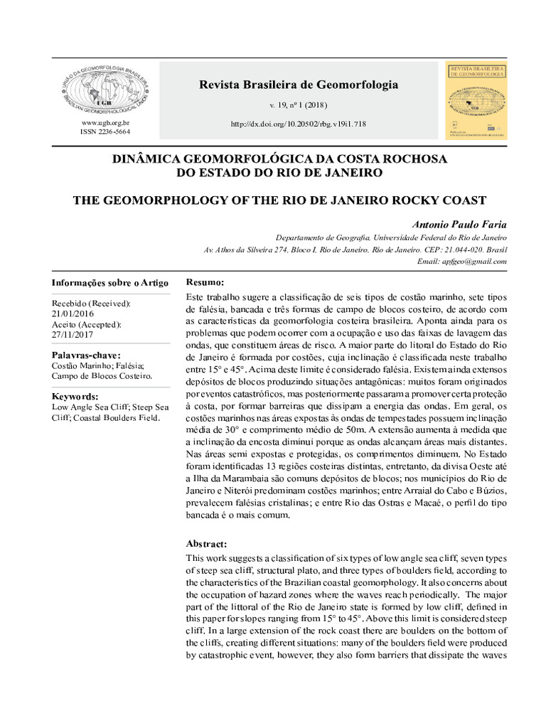 Dinámica Geomorforlógica de Costas Rocosas en Brasil | PDF