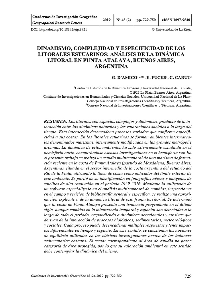 Dinamismos, Complejidad y Especificidad de Los Litorales Estuarinos ...
