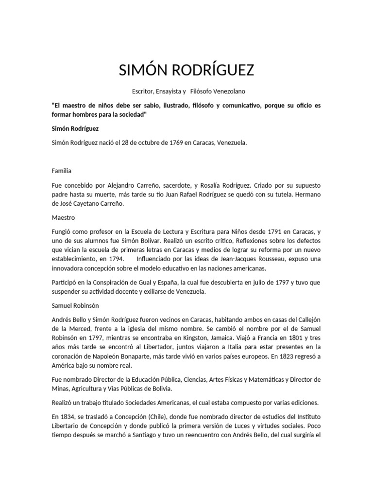 Biografia de Simon Rodriguez | PDF