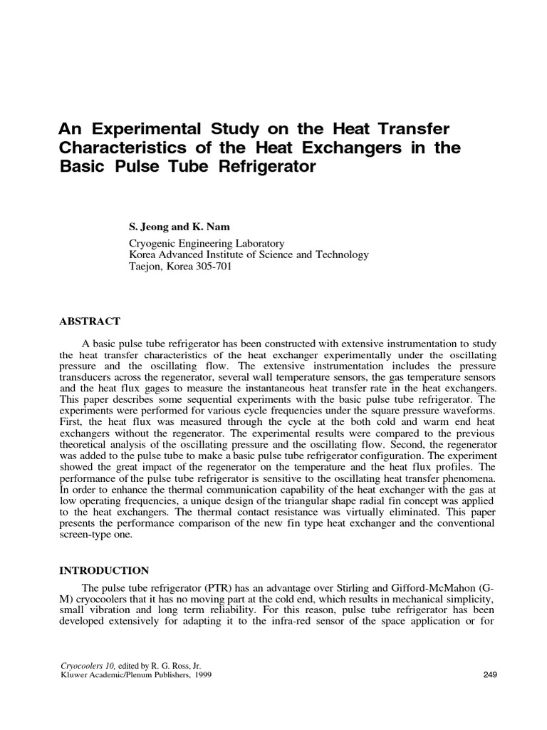 1999 - An Experimental Study On The Heat Transfer Characteristics of ...