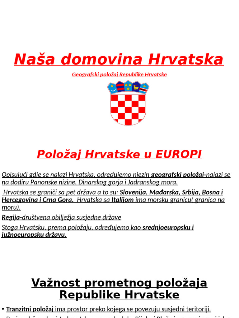 Geografski Položaj Republike Hrvatske | PDF