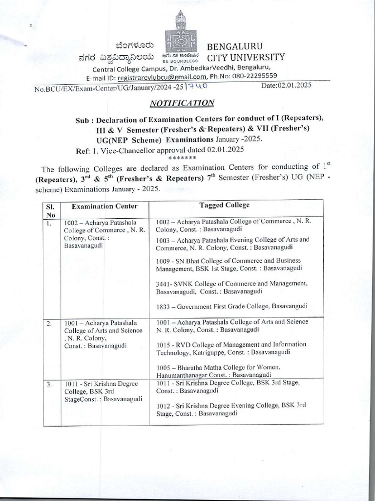 Exam Center Notification | PDF