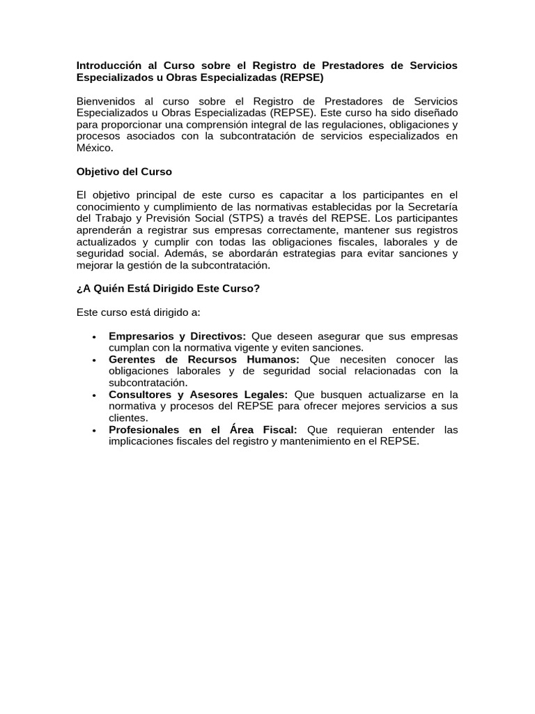 Curso REPSE | PDF | Outsourcing | Derecho laboral