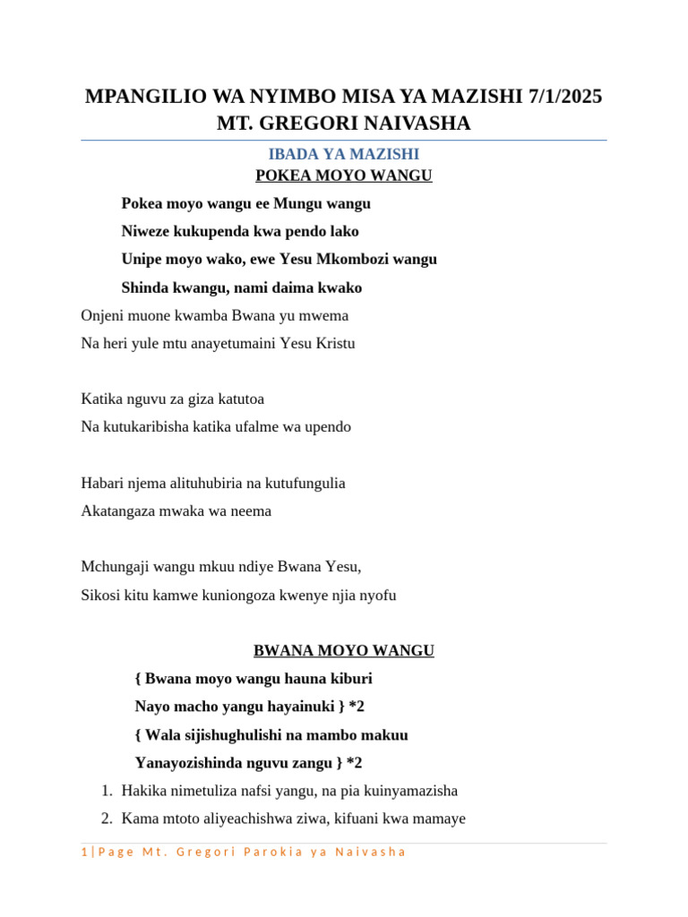MISA YA WAFU 7 01 25 | PDF