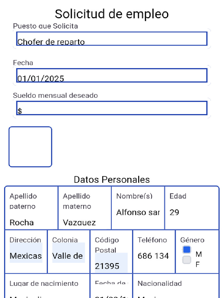 Solicitud de Empleo | PDF