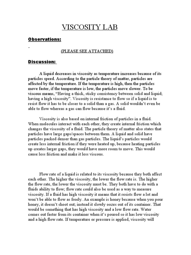 Viscosity Lab | PDF | Viscosity | Blood