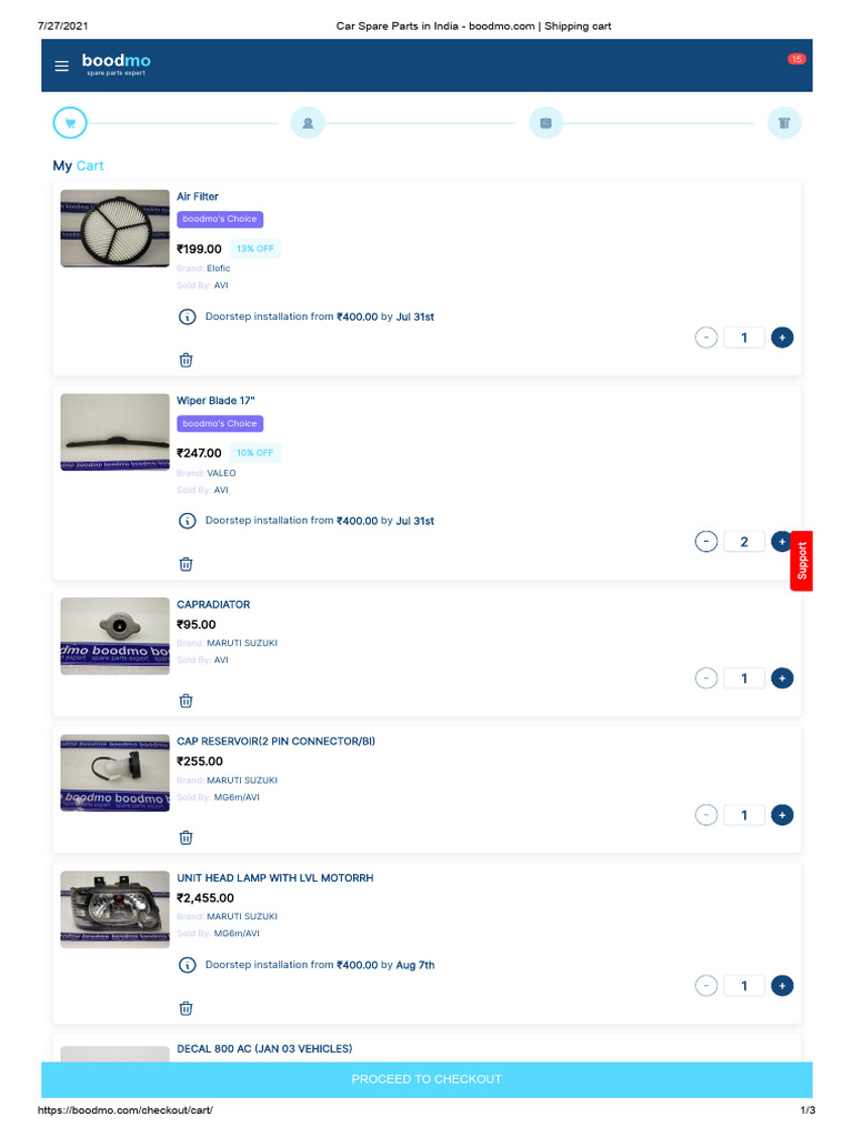 Car Spare Parts in India - boodmo.com _ Shipping cart1 | PDF | Automotive Technologies | Vehicle ...