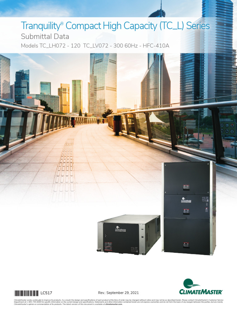 Lc517 Climatemaster Commercial Tranquility Compact Belt Drive TCHV ...