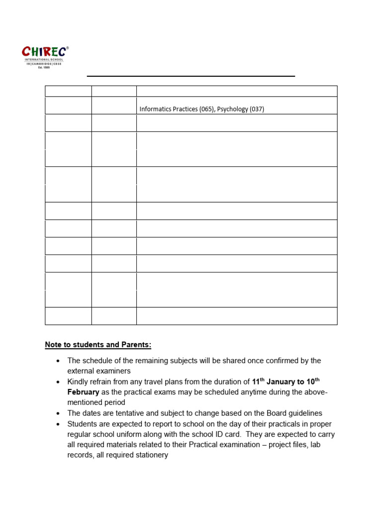 Ssce Board Practical Examination Schedule | PDF