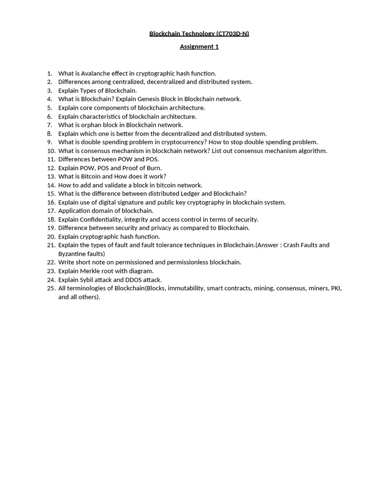Blockchain Technology Assignment 1 | PDF