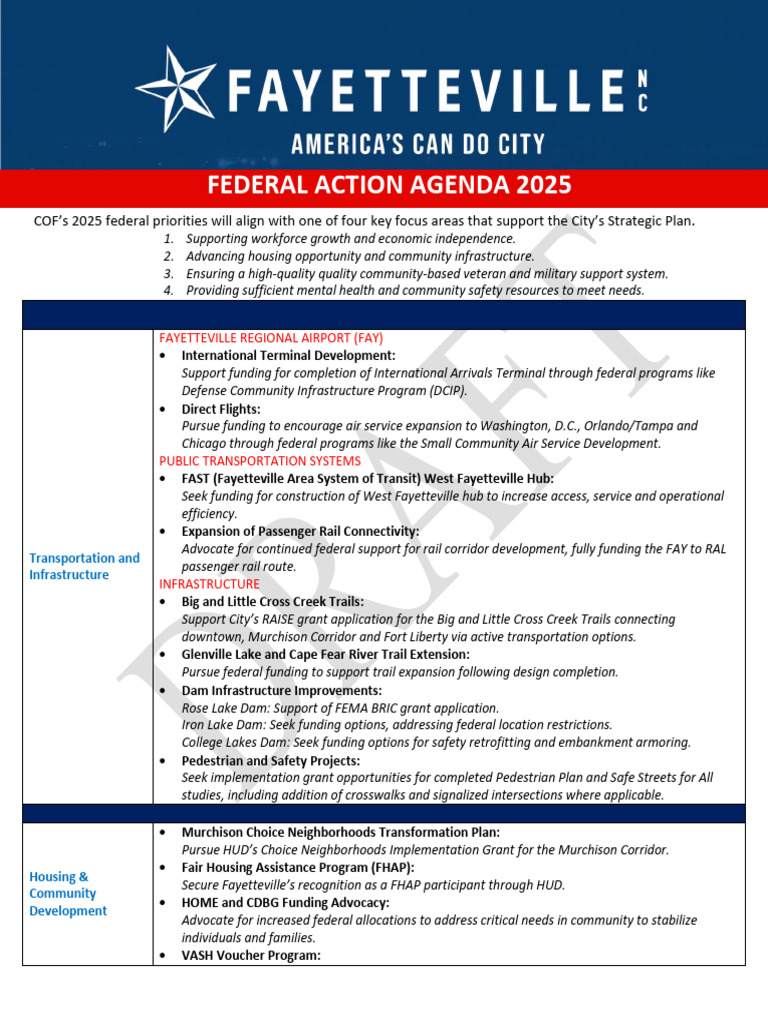COF 2025 Federal Action Agenda (1) | PDF | Infrastructure | Transport