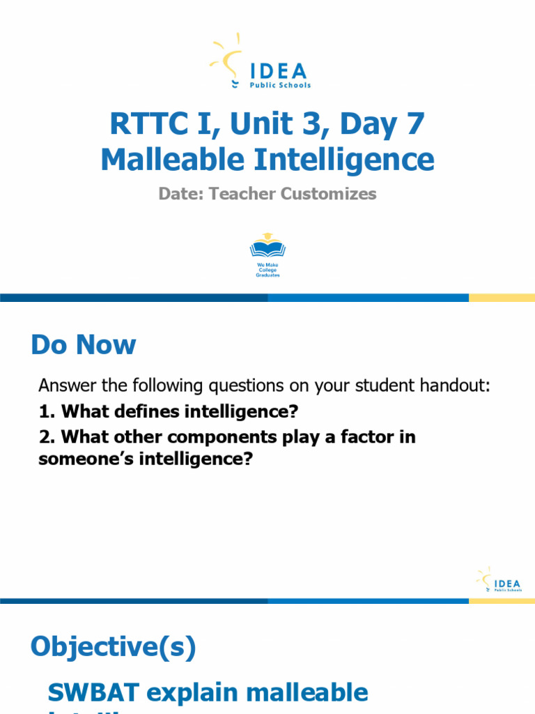 RTTCI Unit3 Day07 MalleableIntelligence | PDF