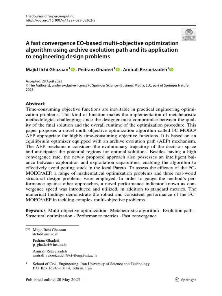 A Fast Convergence Eo Based Multi Objective Optimization Algorithm Using Archive Evolution Path