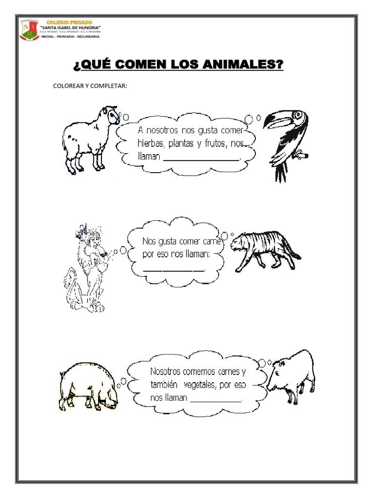 ¿Qué Comen Los Animales | PDF