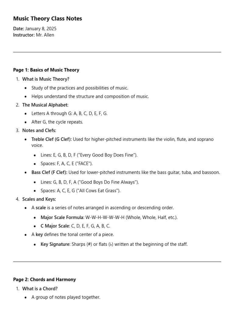 Music Theory 101 | PDF | Clef | Chord (Music)