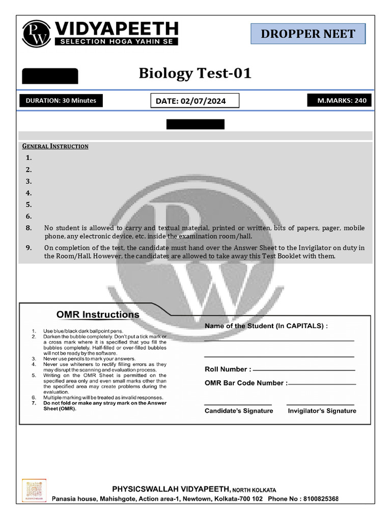 6683f308317b07001877bb58 - ## - Biology - Phase-2 - Dropper Neet ...