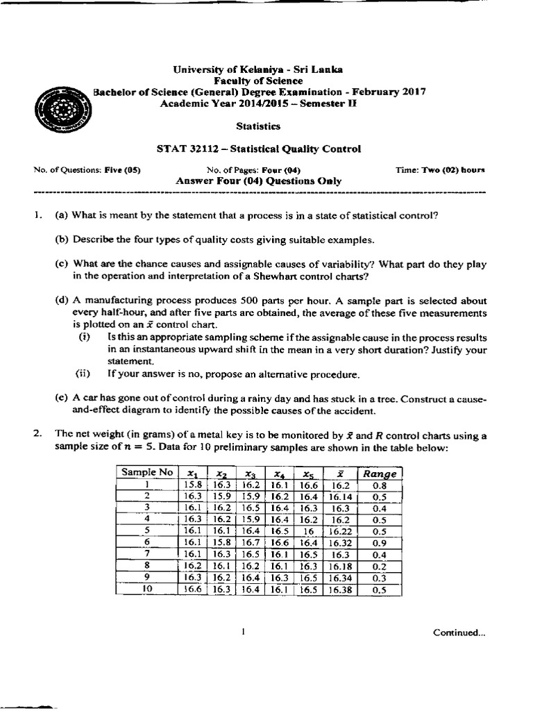 14 15 Statistical Quality Control | PDF