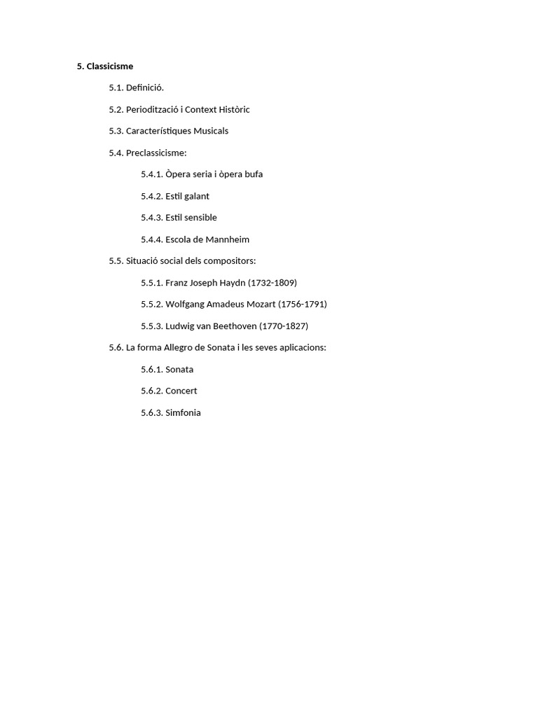 Esquema Classicisme | PDF