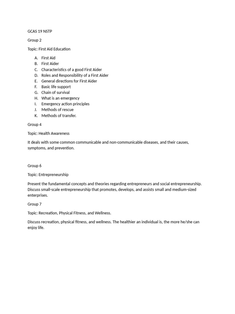 GCAS 19 NSTP 1 Semi-Final Group Reporting | PDF